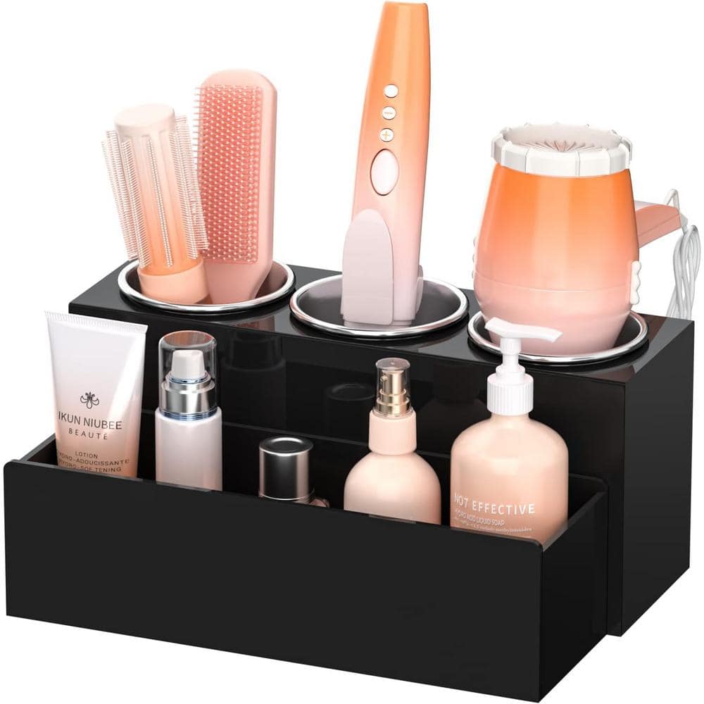 CLAVIE Detachable Hair Tool Organizer Hair Tool Storage Box in. Black ...