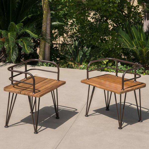 Set of 2 Metal Patio Chairs-Seat with Rustic Metal Frame, Handcrafted ...