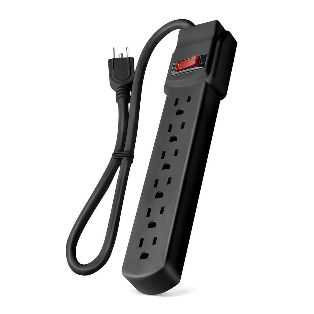 GRIP TIGHT TOOLS 6-Outlet Surge Protector with 2.5 ft. Power Cord ...