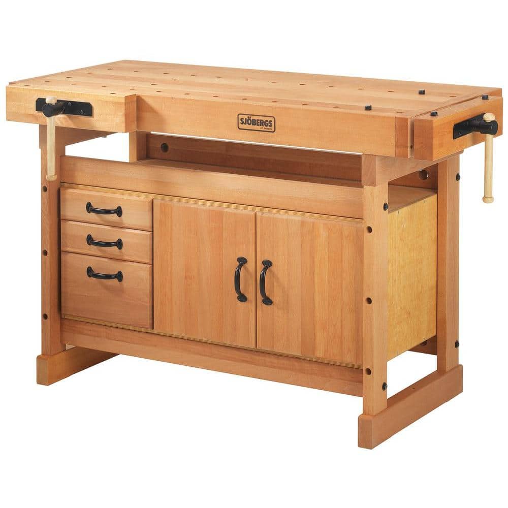 Sjobergs Scandi Plus 4 ft. x 9 in. Workbench with SM03 Storage Cabinet ...