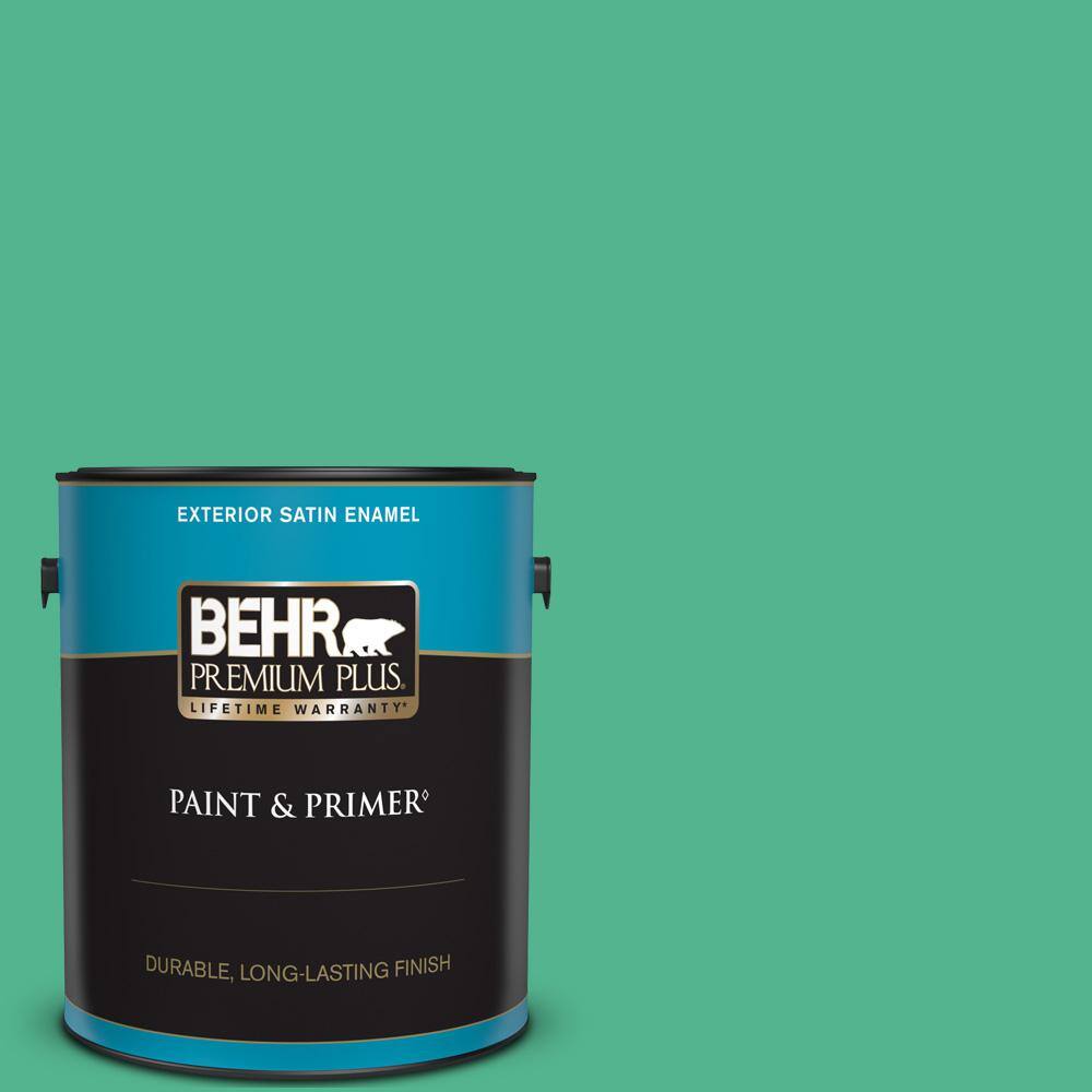 BEHR PREMIUM PLUS 1 gal. #MQ4-16 Aruba Green Satin Enamel Exterior ...