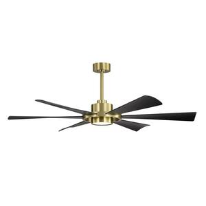 MLiAN 64 in. Indoor Gold Color Changing LED Ceiling Fan with Light Kit ...