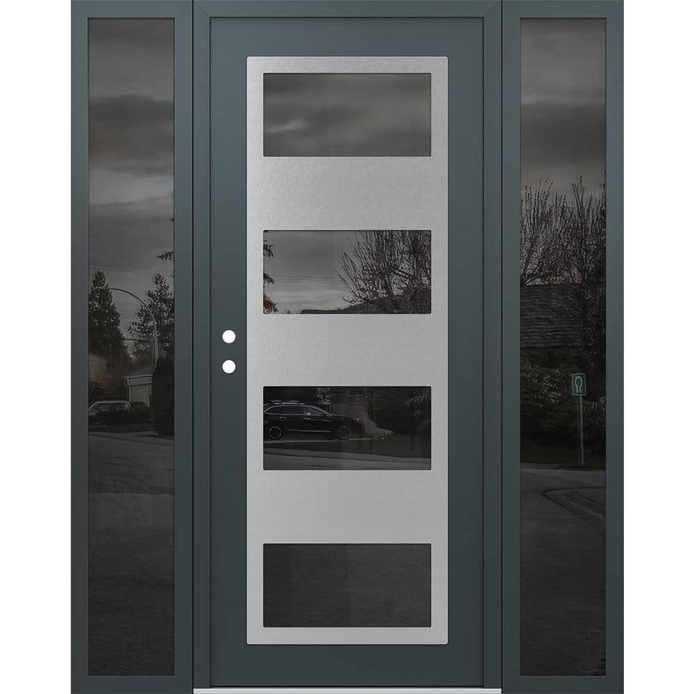 Tessari Doors C2 64 in. x 80 in. Silver P Right-Hand/Inswing Mirrored ...