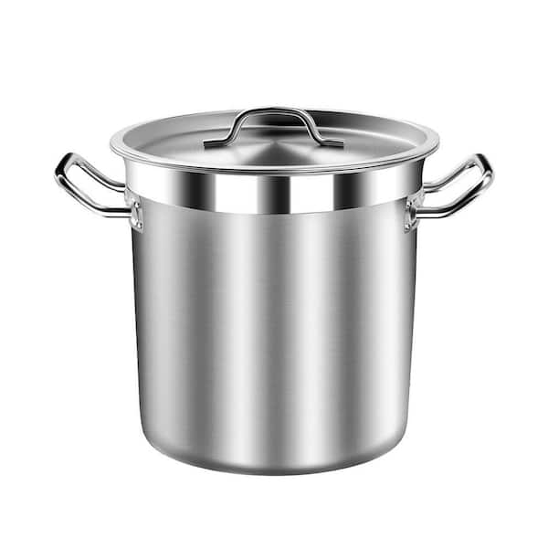 Commercial Stock Pot [35 qt.] Polished Stainless Steel with Lid, Anti ...