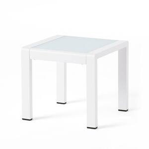 TWT White Round Aluminum Patio Outdoor Side Table HWBZ1 - The Home Depot