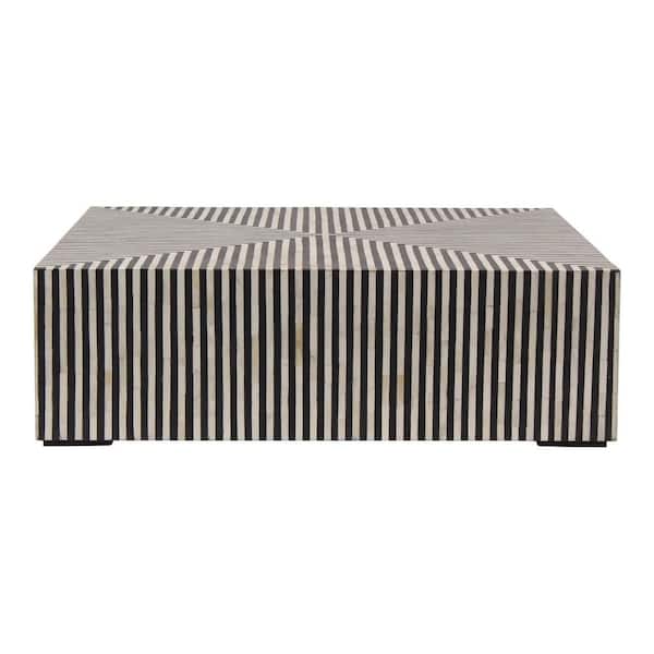 NADAAL STUDIOS Wesley 40 in. Multicolor Square Bone Veneer Coffee Table ...