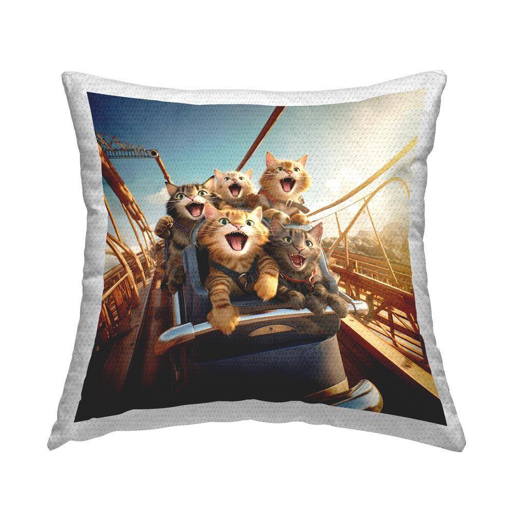 Stupell Industries Cats on Roller Coaster Outdoor Printed Throw Pillow ...