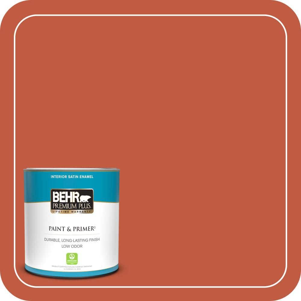 BEHR PREMIUM PLUS 1 qt. #M180-7 Deep Fire Satin Enamel Low Odor ...