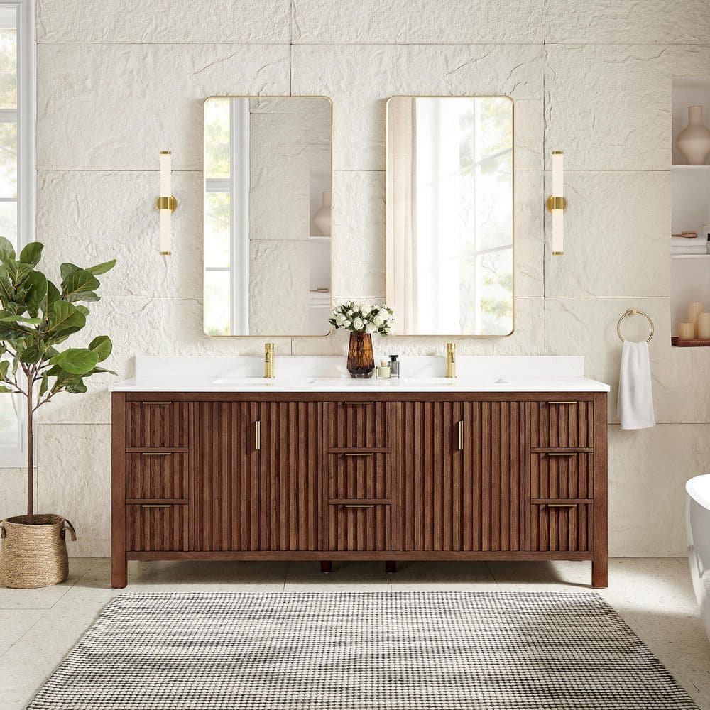 ROSWELL Shenzhen 84 in.W x 22 in.D x 33.9 in.D Double Bath Vanity in ...