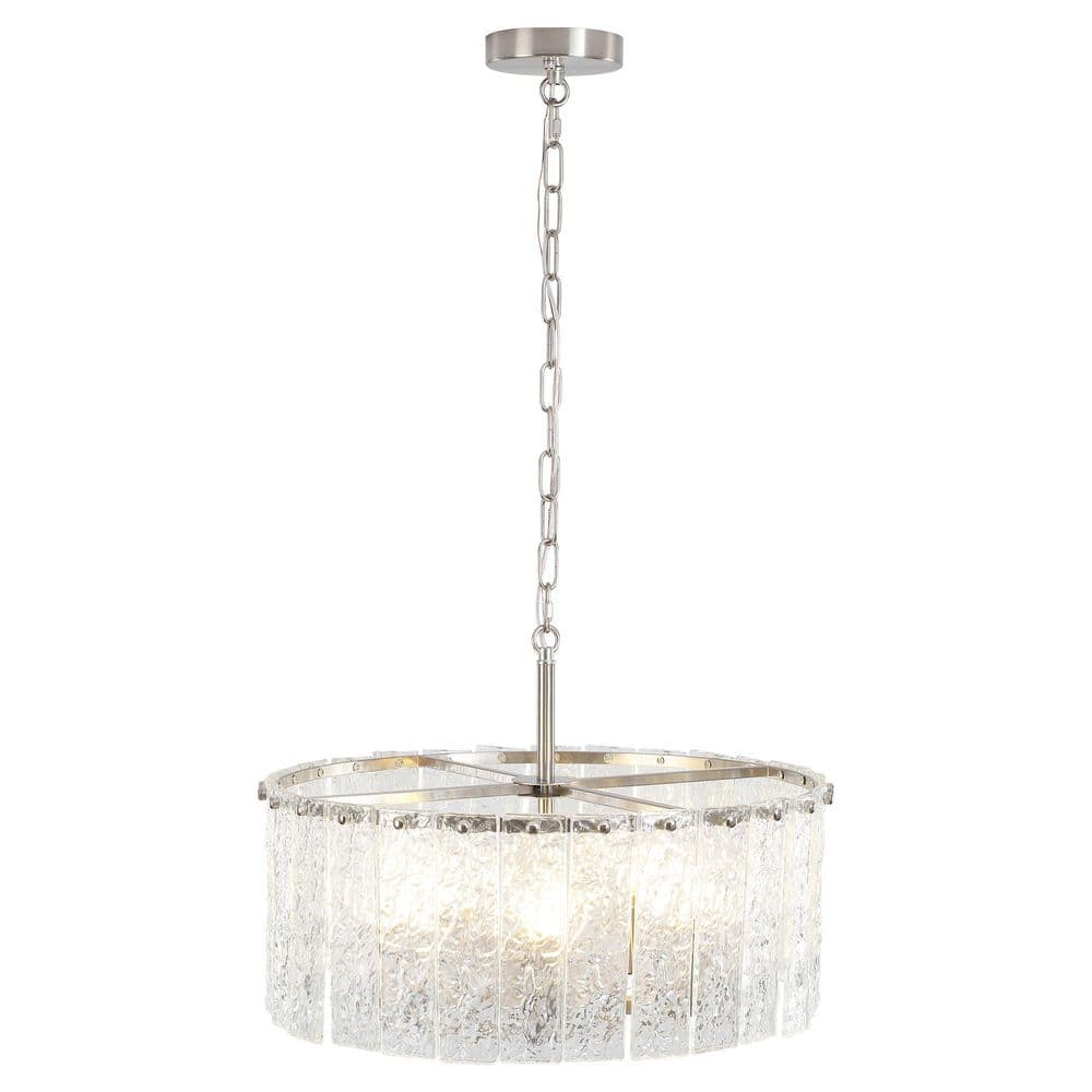 ZJVAIVE 5-Light Nickel Modern Glass Sheet Candlestick Hanging Linear ...