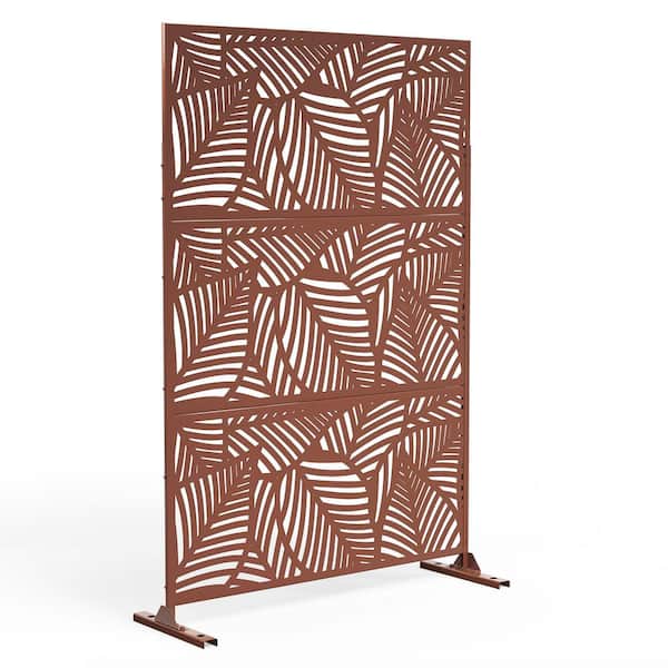 Lumioca 46.8 in. W x 71.37 in. H Leaf Shaped Brown Galvanized Sheet ...