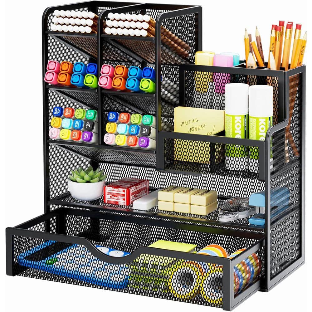 OBJLGEV Mesh Pen Holder Multi-Functional Pencil Organizer with Drawer ...