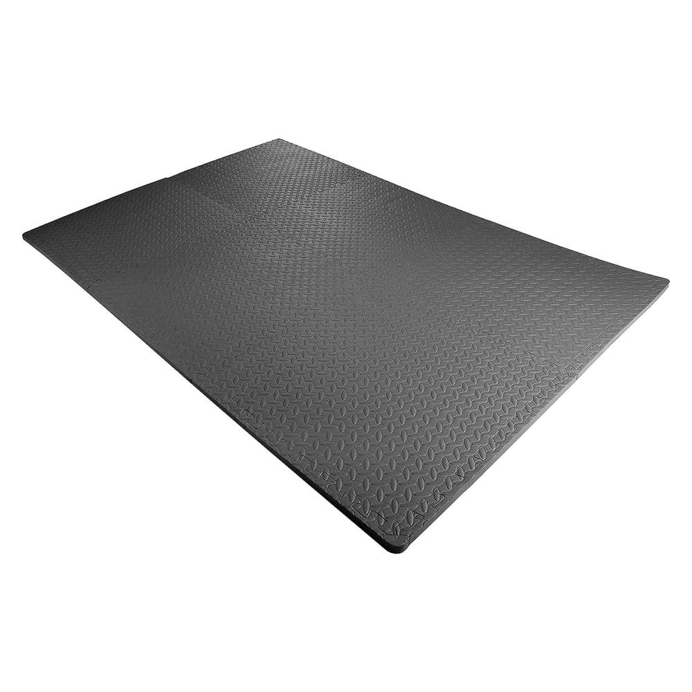 Black 24 in. W x 24 in. L x 0.75 in. T EVA Interlocking Foam Gym ...