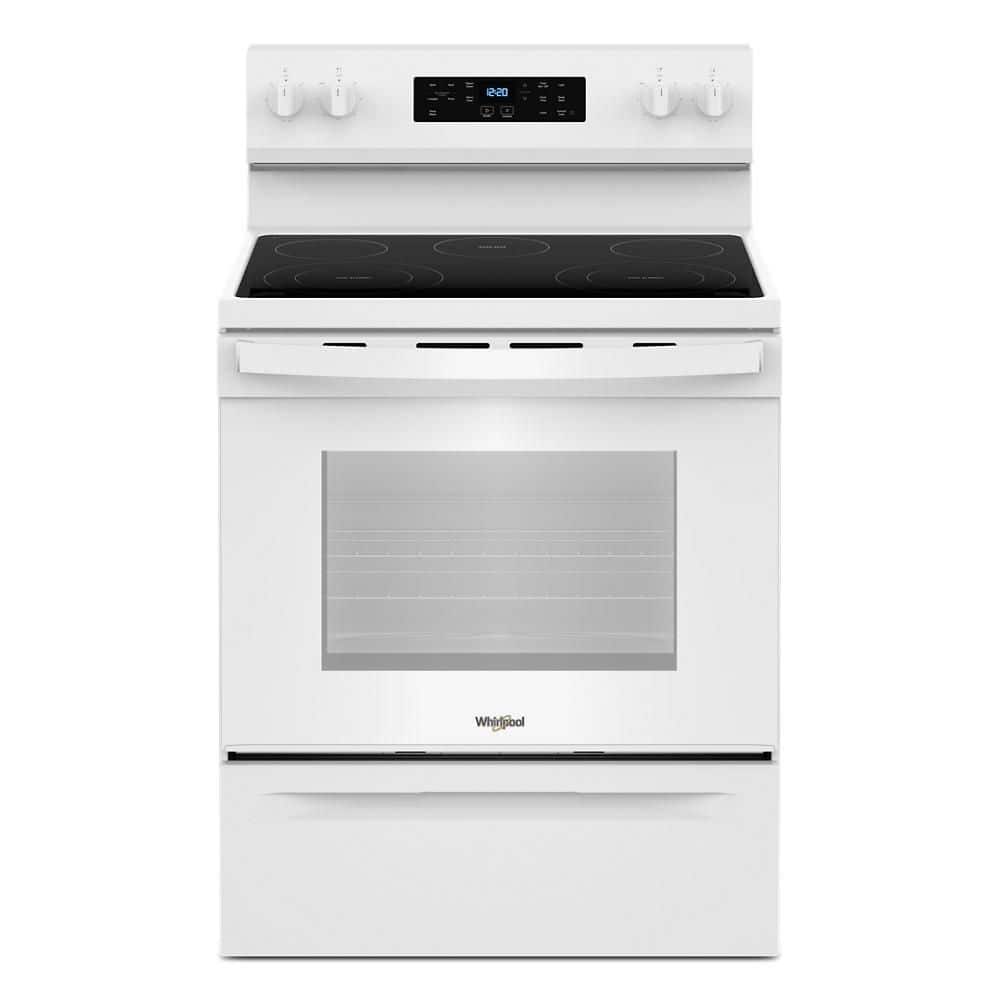 Whirlpool 30 in. 5-Burner Elements Freestanding Electric Range in White ...