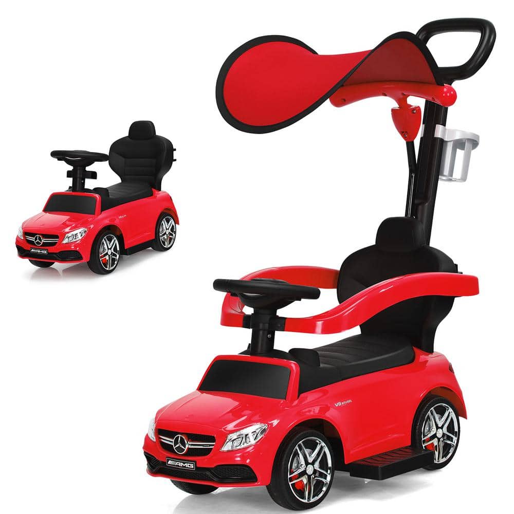 Costway 3-In-1 Ride-On Push Car Mercedes Benz Toddler Stroller Sliding ...
