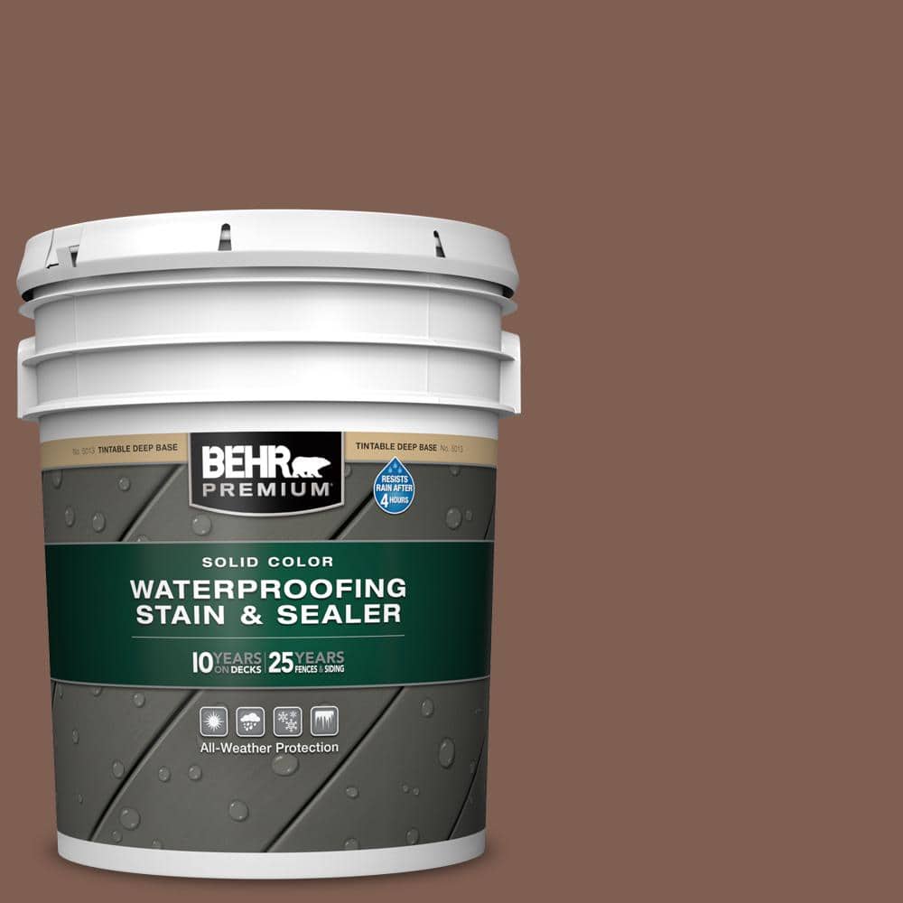 BEHR PREMIUM 5 gal. #N160-6 Spanish Chestnut Solid Color Waterproofing ...