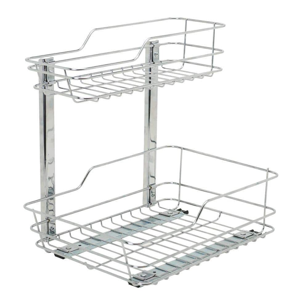 Zenna Home Sliding 2-Tier Caddy for Cabinet Storage in Chrome 7532S ...