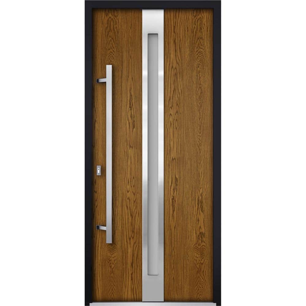 VDOMDOORS 36 in. x 80 in. Right-hand/Inswing Frosted Glass Natural Oak ...