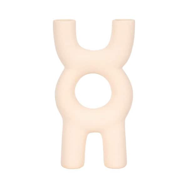 Liv & Skye Ivory 8 in. x 15 in. Stoneware Open Cut-out Totem Sand Glaze ...