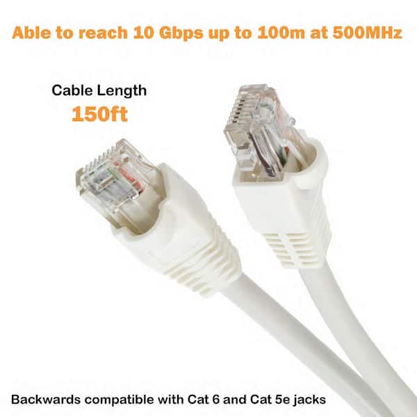 Commercial Electric CE 150 ft. Cat 6A UTP Patch Cable White 56150-WH-VN - The Home Depot