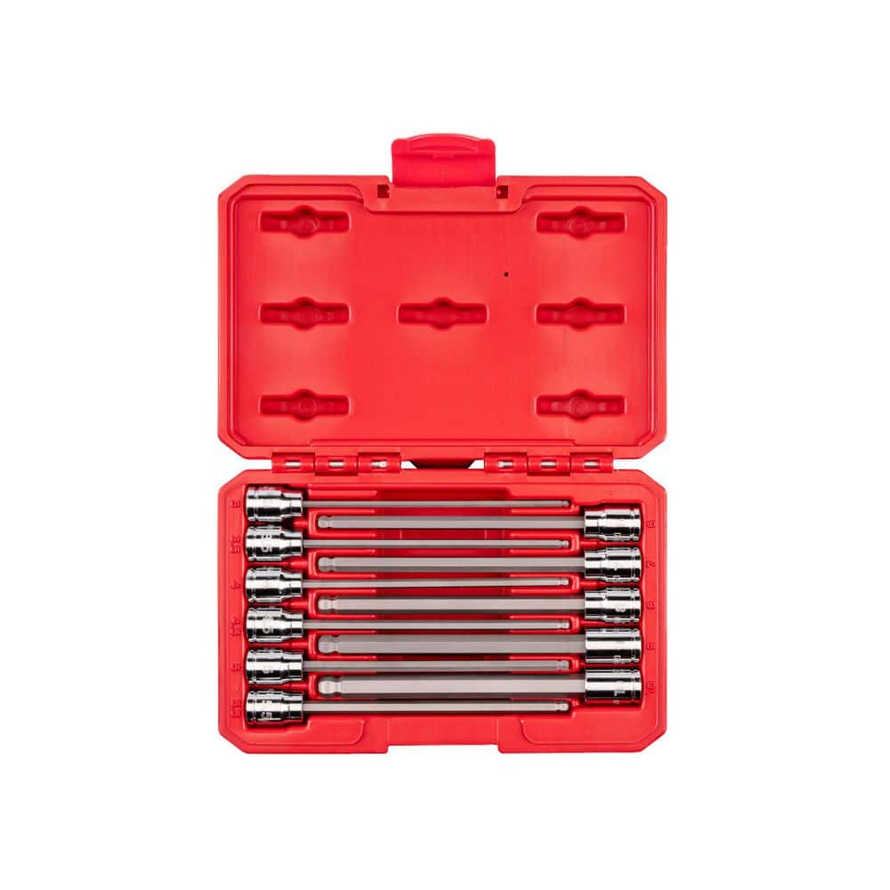 TEKTON 3/8 Inch Drive Long Ball End Hex Bit Socket Set with Case, 11-Piece (3-10 mm) SHB91320 ...