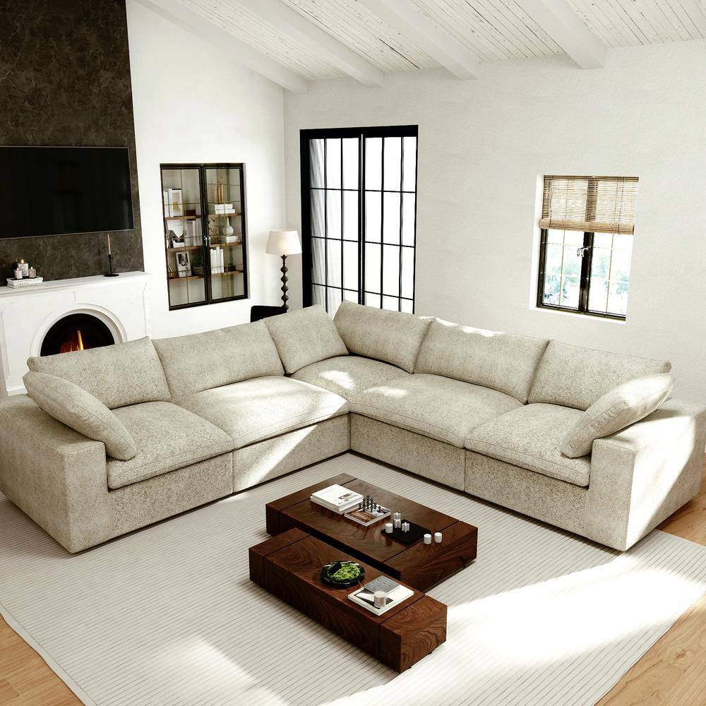Have a question about Magic Home 118 in. Square Arm 5-Piece Linen L ...