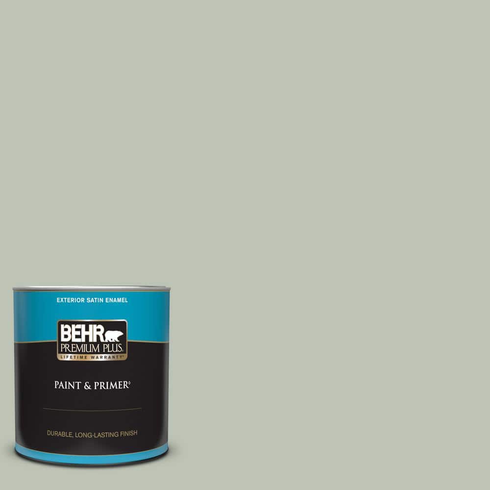 BEHR PREMIUM PLUS 1 qt. #PPU11-11 Summer Green Satin Enamel Exterior ...