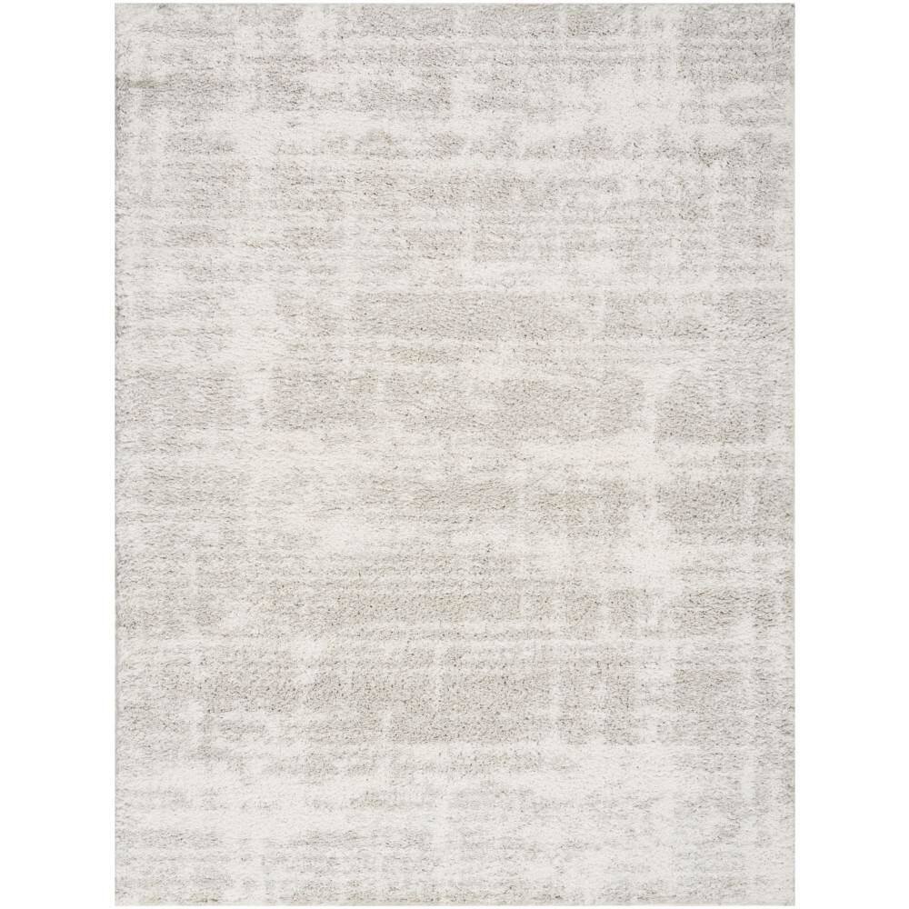 Nourison Modern Shag Ivory Grey 5 ft. x 7 ft. Abstract Contemporary ...