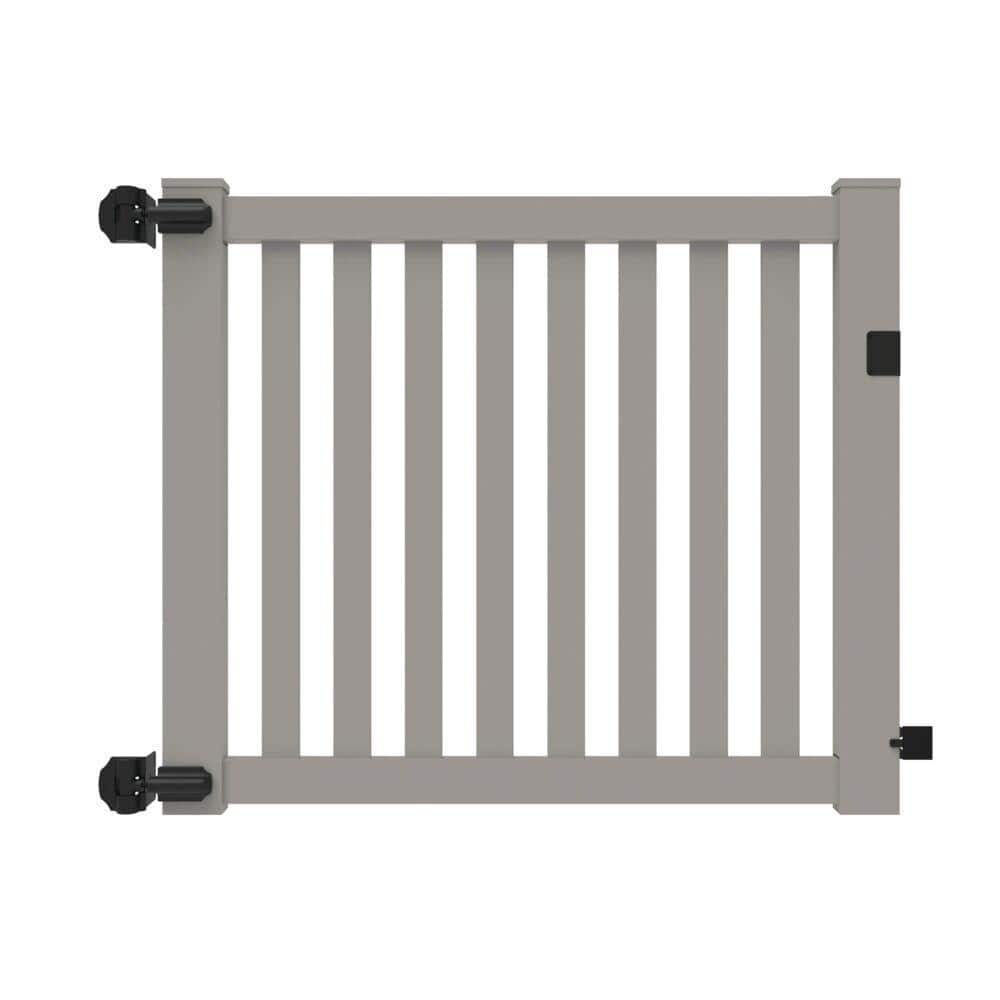 Barrette Outdoor Living Ohio 5 ft. x 4 ft. Gray Vinyl Fence Gate Kit ...