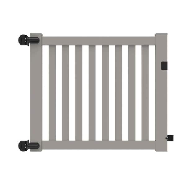 Barrette Outdoor Living Ohio 5 ft. x 4 ft. Gray Vinyl Fence Gate Kit ...