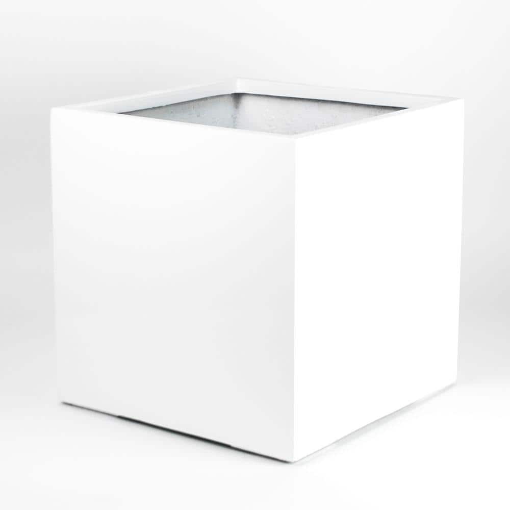 Vasesource Cube 16 in. x 16 in. x 16 in. Glossy White Fiberglass Square ...
