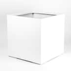 Vasesource Cube 16 in. x 16 in. x 16 in. Glossy White Fiberglass Square ...