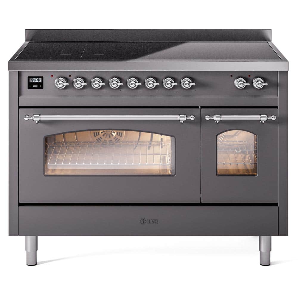 ILVE Nostalgie II 48 in. Induction Range with 6 Elements, Chrome Trim ...