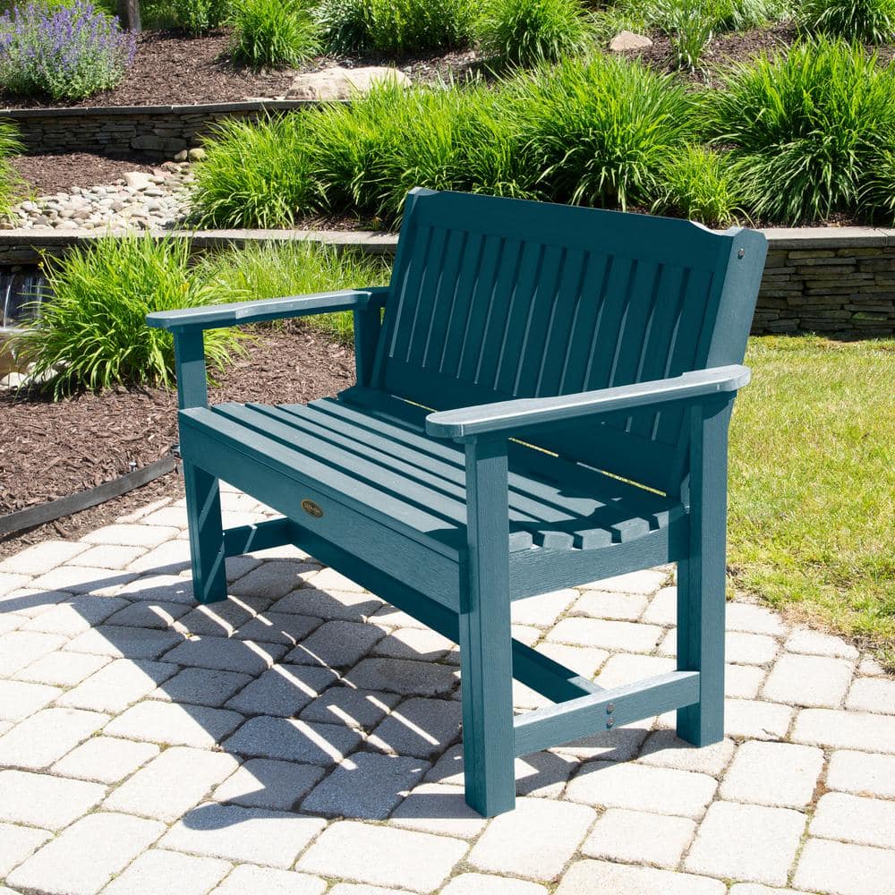 Highwood Exeter 52 in. 2-Person Nantucket Blue Plastic Outdoor Bench CM ...