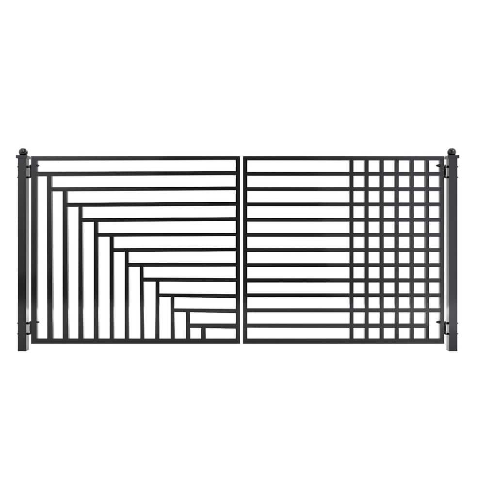 ALEKO 16 ft. x 6 ft. Kyiv Black Metal Steel Dual Swinging Driveway ...