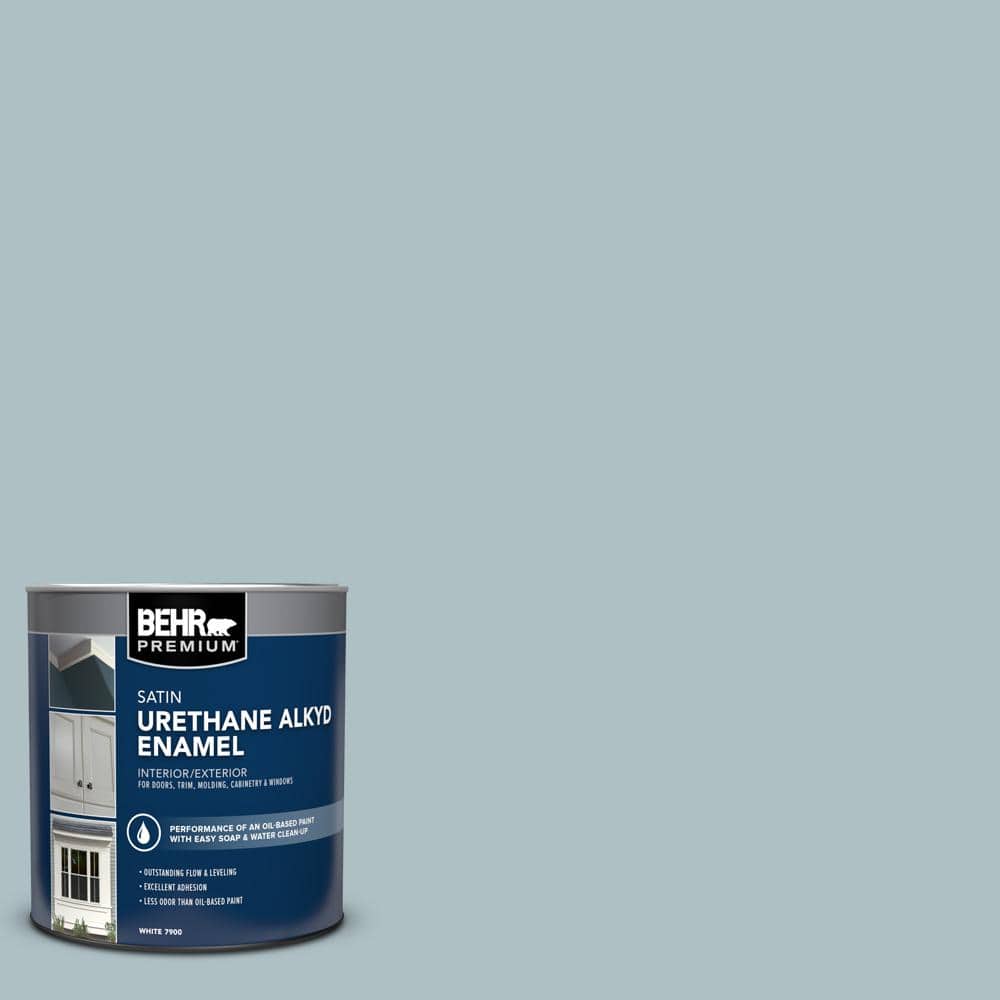 BEHR PREMIUM 1 qt. #PPU13-14 Ozone Satin Enamel Urethane Alkyd Interior ...