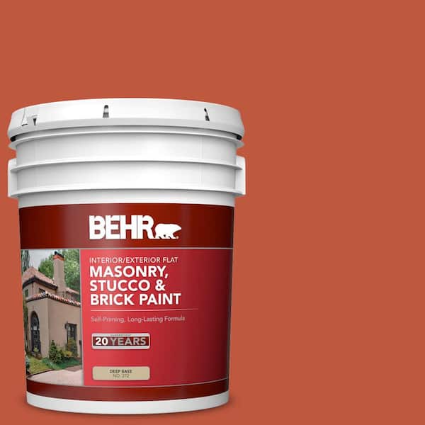 BEHR 5 gal. #M180-7 Deep Fire Flat Interior/Exterior Masonry, Stucco ...