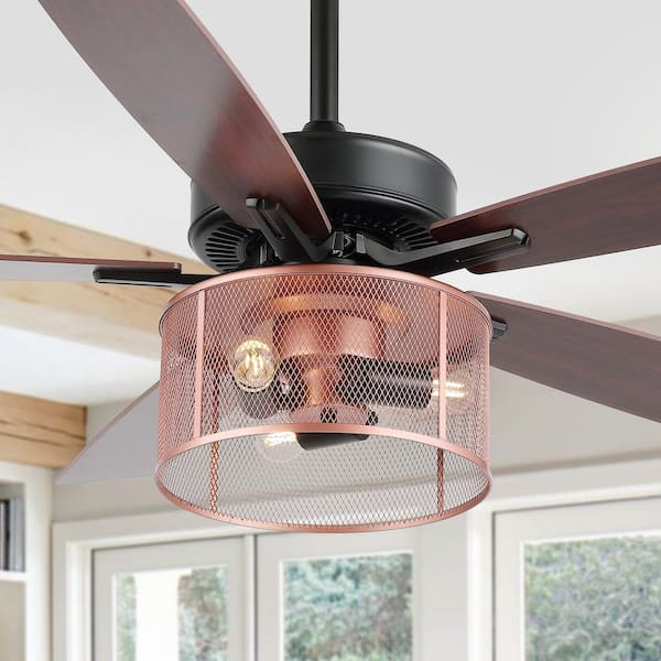 JONATHAN Y Max 52 in. 3-Light Farmhouse Industrial Iron/Wood Mobile-App ...