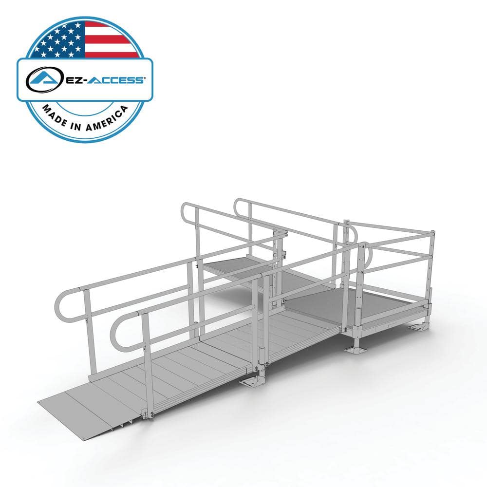 EZ-ACCESS PATHWAY 14 ft. L-Shaped Aluminum Wheelchair Ramp Kit with ...