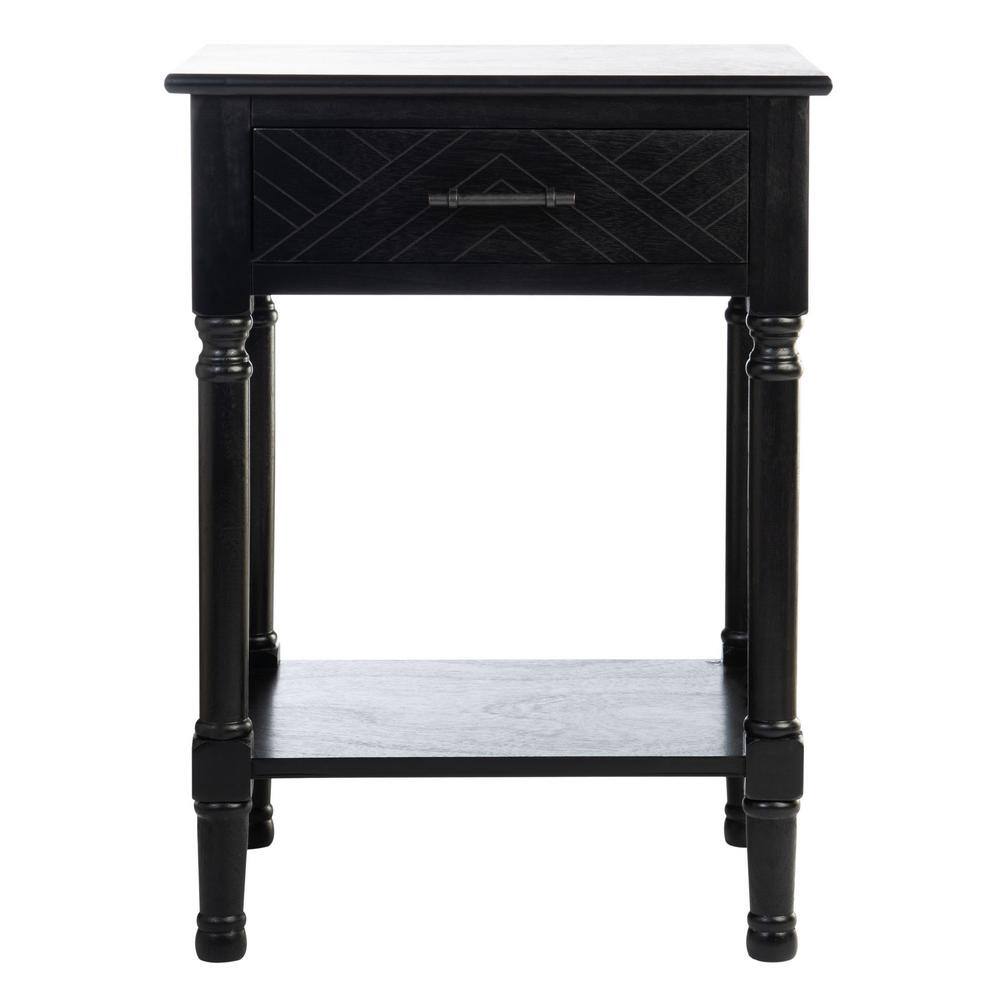 SAFAVIEH Peyton 19 in. Black Rectangle Wood Storage End Table ACC5704B ...