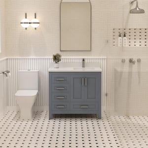 AYNA DECORS Rooh 42 in. Single Sink Freestanding Charcoal Grey Bath ...