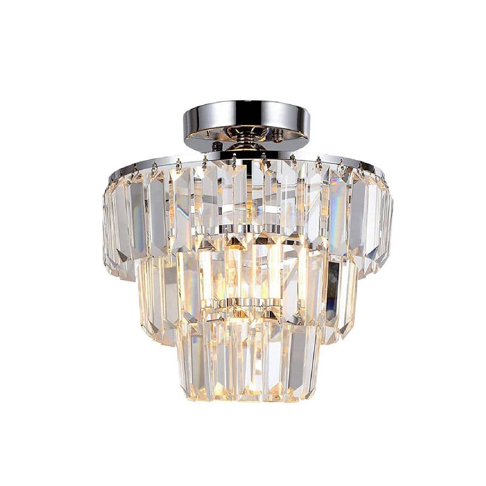 CIPACHO 10.21 in. Light Modern Transparent Mini Flush Mount Chandelier ...