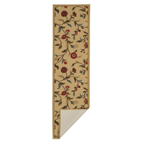 Ottomanson Ottohome Collection Non-Slip Rubberback Floral Leaves 2x5 ...