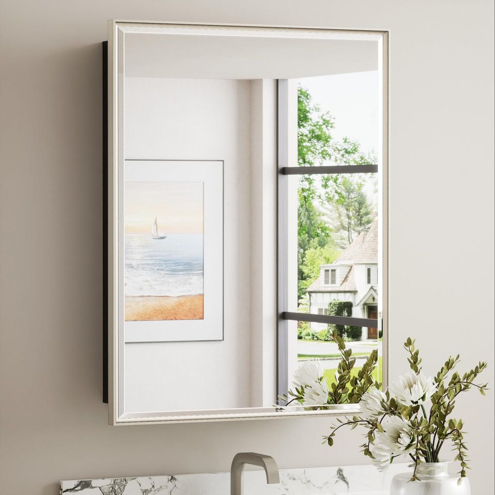 Reviews for KeonJinn 21 in. W x 27 in. H Rectangular Silver Metal ...