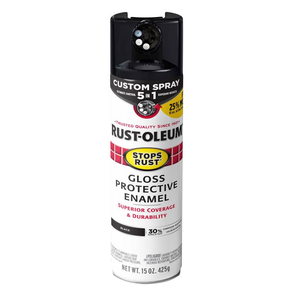 Rust-Oleum Stops Rust 15 oz. Custom Spray 5-in-1 Gloss Black 25% Bonus ...