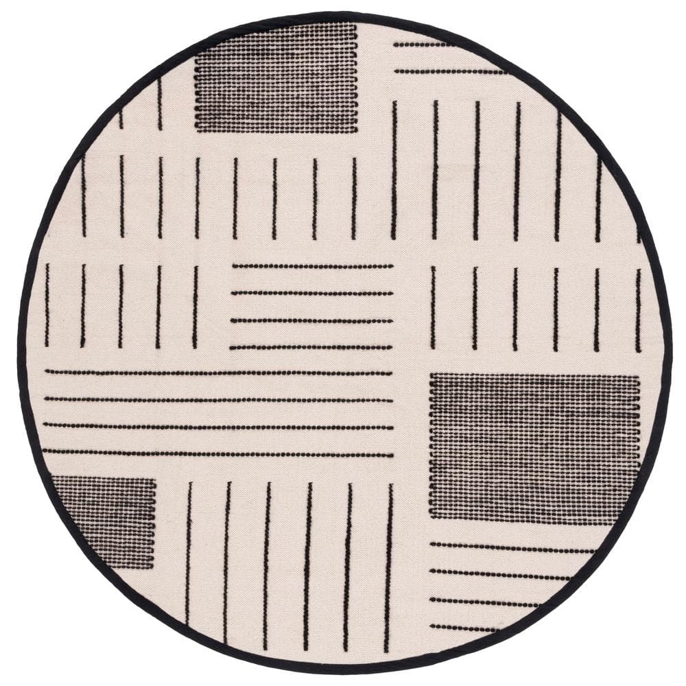SAFAVIEH Kilim Ivory/Black 6 ft. x 6 ft. Striped Geometric Solid Color ...