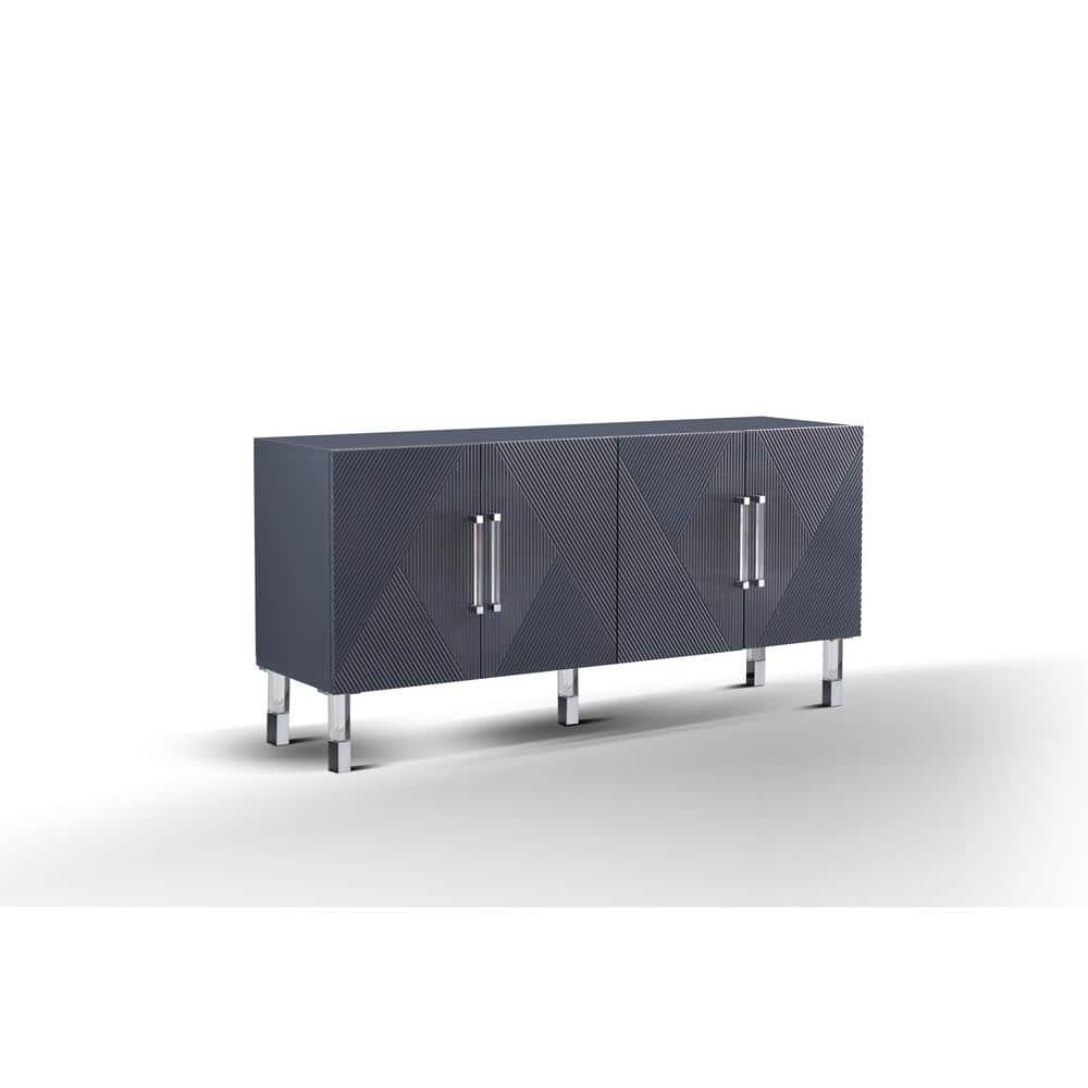 Best Master Furniture Quentin Gray Cabinet with Silver Acrylic Accents ...