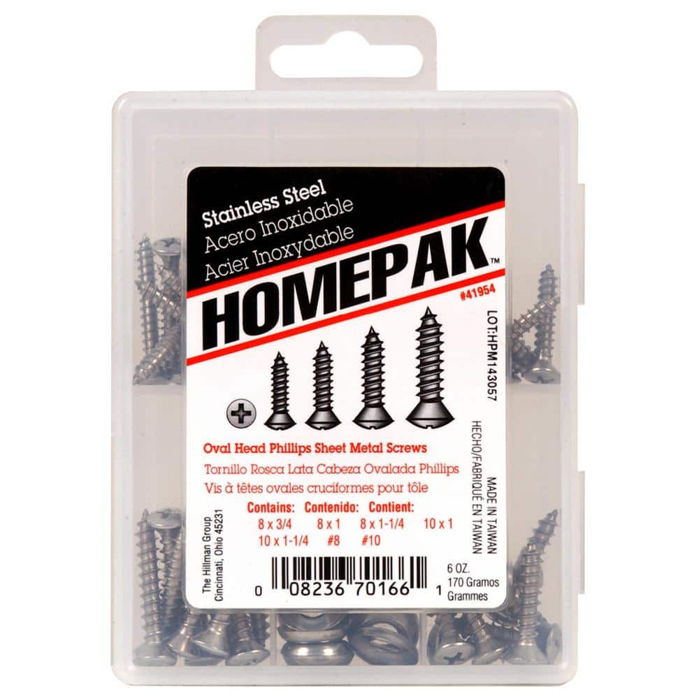 Hillman Homepak 0.75 in. Stainless-Steel Oval Head Phillips Sheet Metal ...