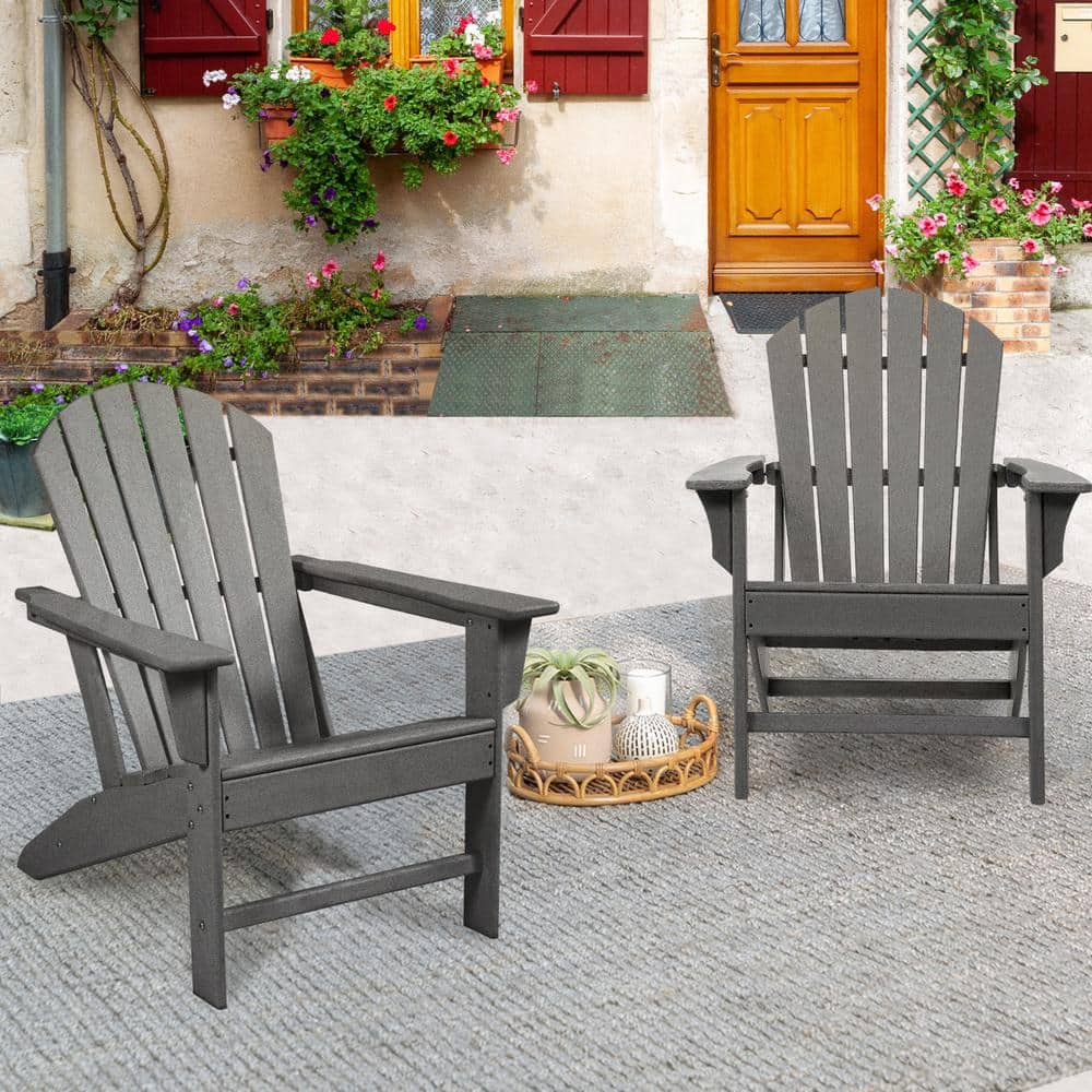 MIRAFIT Classic Gray Composite of Adirondack Chair (Set of 2) CY ...