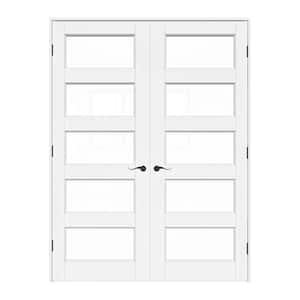 ARK DESIGN 48 in. x 80 in. Universal 5-Lite Clear Glass White Solid ...